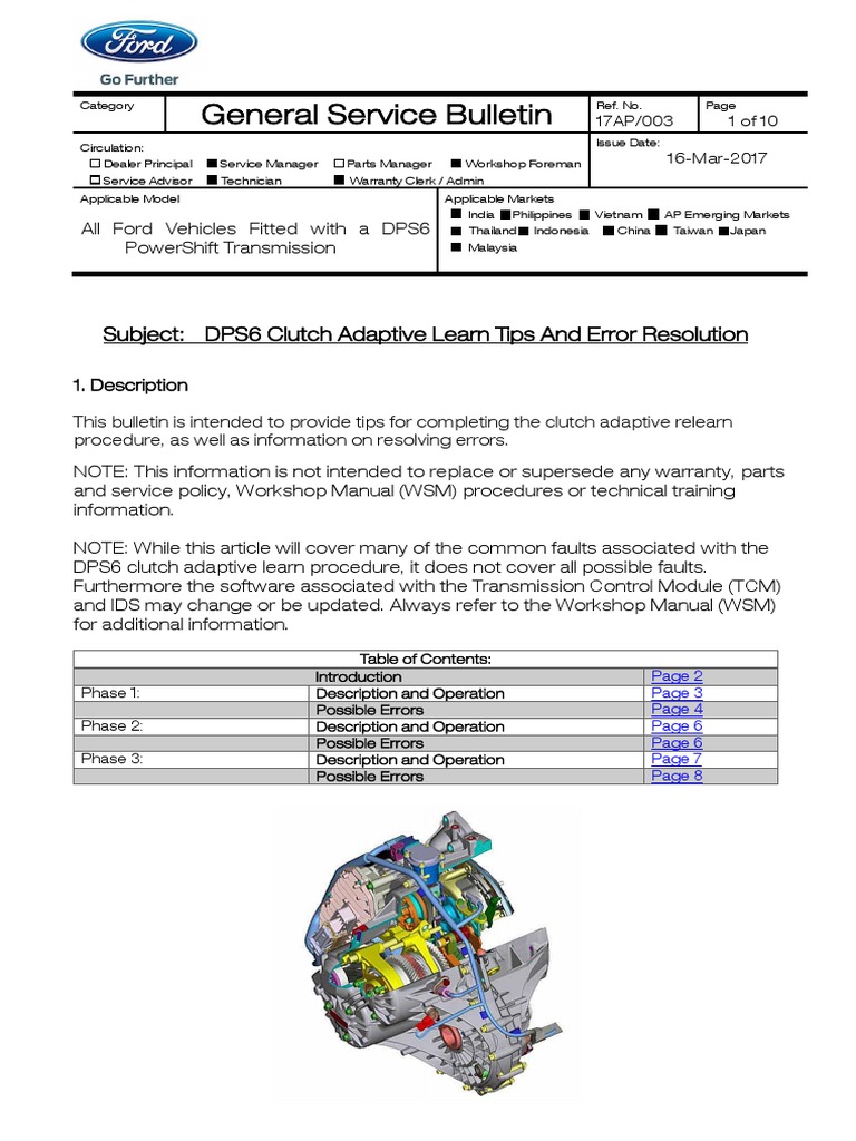 DPS6 Clutch Adaptive Learn Procedure Overview | PDF | Transmission ...