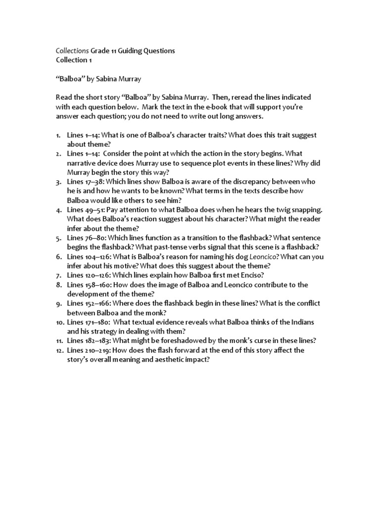 Collections Grade 11 Guiding Questions | PDF