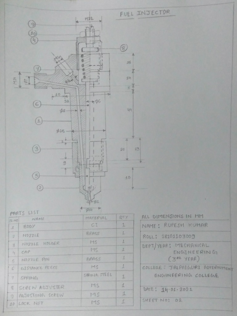 Fuel Injector Assembly Drawing - Final | PDF