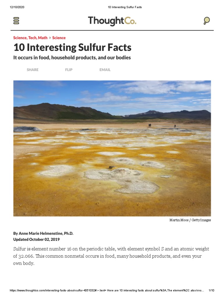 10 Interesting Sulfur Facts | PDF | Sulfur | Chemical Elements