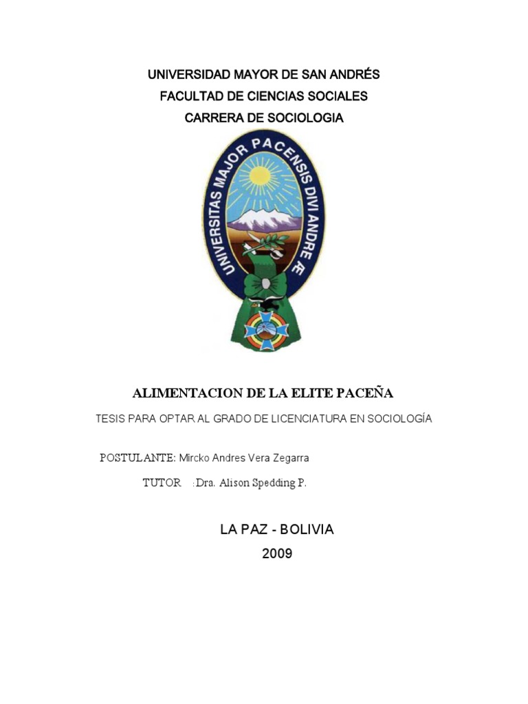 Alimentación de la Elite Paceña | PDF | Organización de Comida y ...