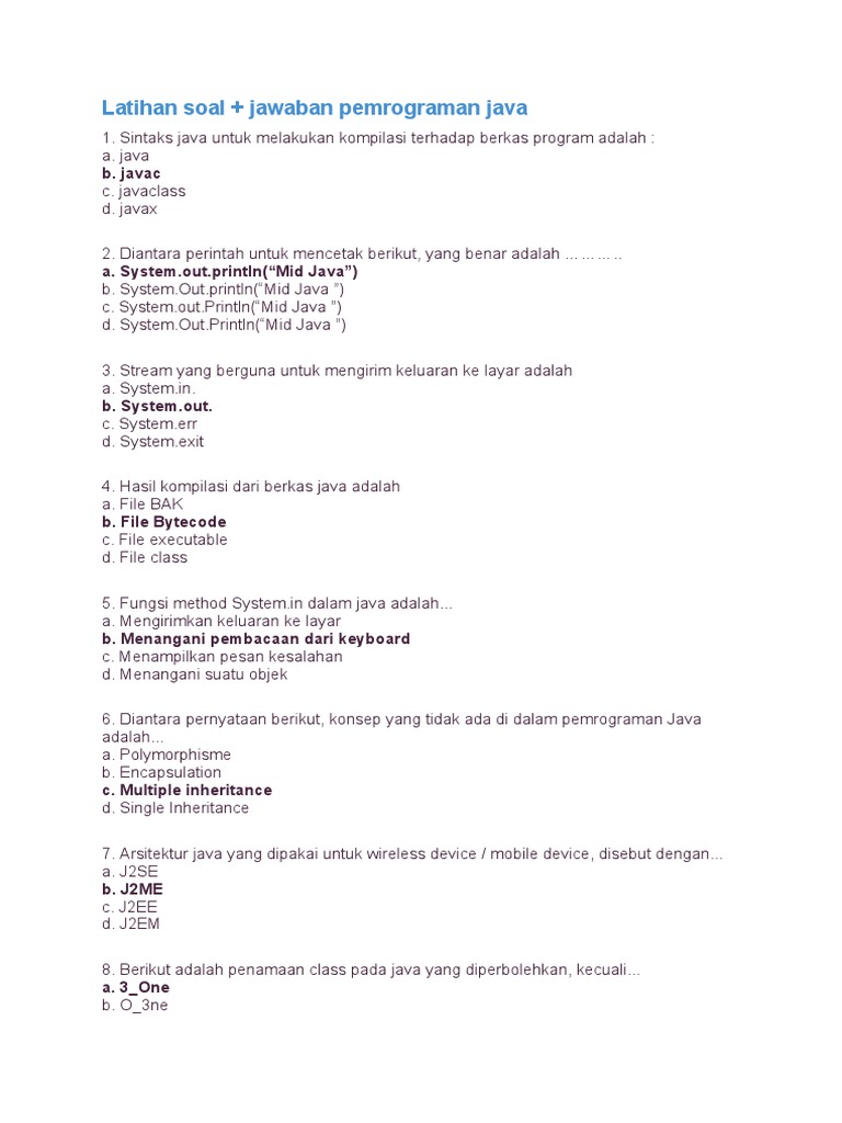 Latihan Soal Java | PDF
