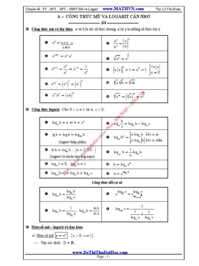 Chuyen De. PT - BPT - HPT Mu Loga (Le Van Doan) 2-Pages-3-4 | PDF