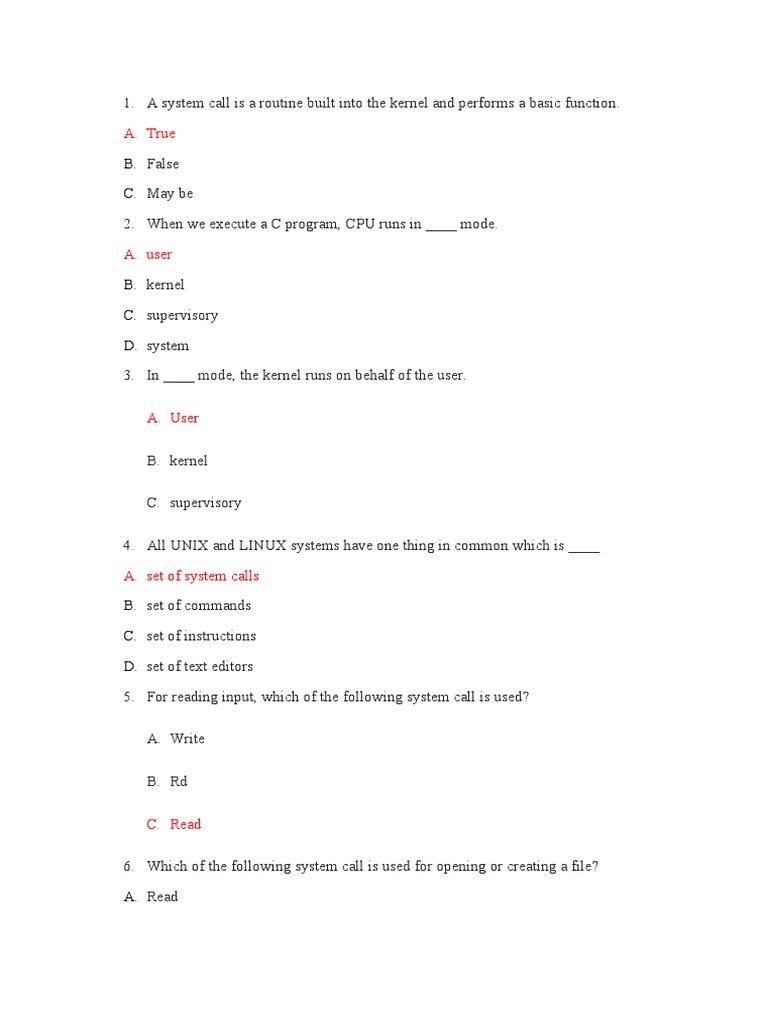 OS LAB MCQ Modified | PDF | Operating System | Kernel (Operating System)