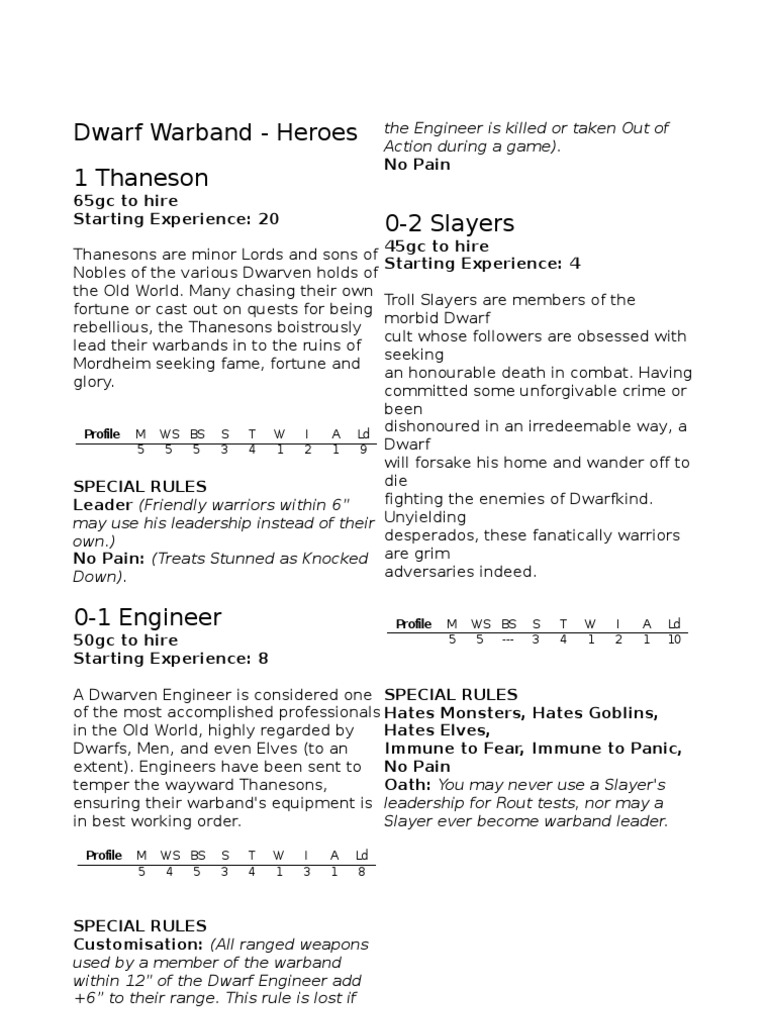 Dwarf Warband Heroes and Henchmen Guide | PDF | Dwarf (Dungeons ...