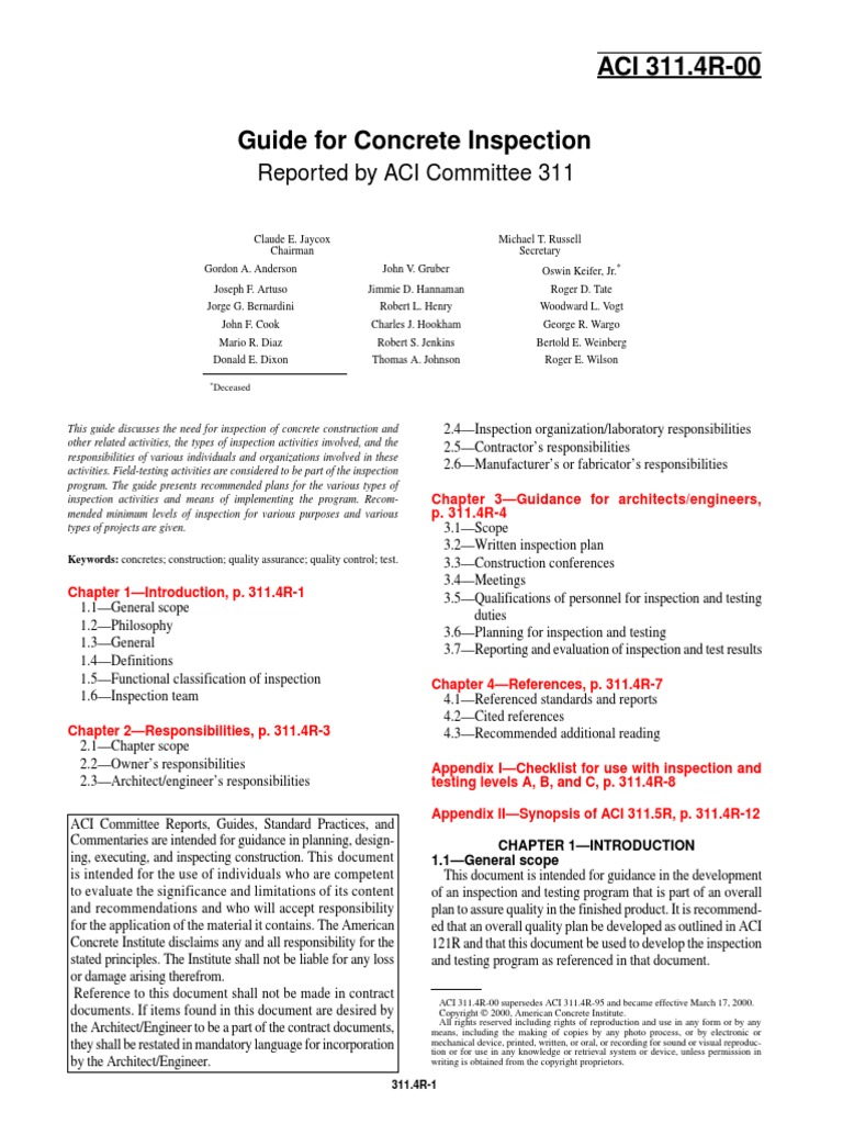 ACI 311.4R-00: Reported by ACI Committee 311 | PDF | Concrete ...