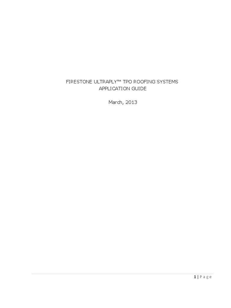 Firestone UltraPly TPO Roofing Systems Application Guide Installation ...