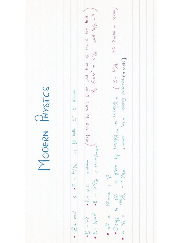 Modern Physics Handwritten Note | PDF