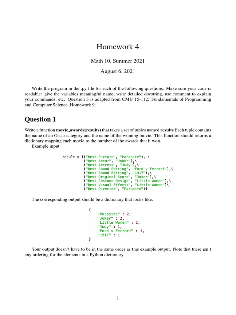 Homework 4: Math 10, Summer 2021 August 6, 2021 | PDF | Parameter ...