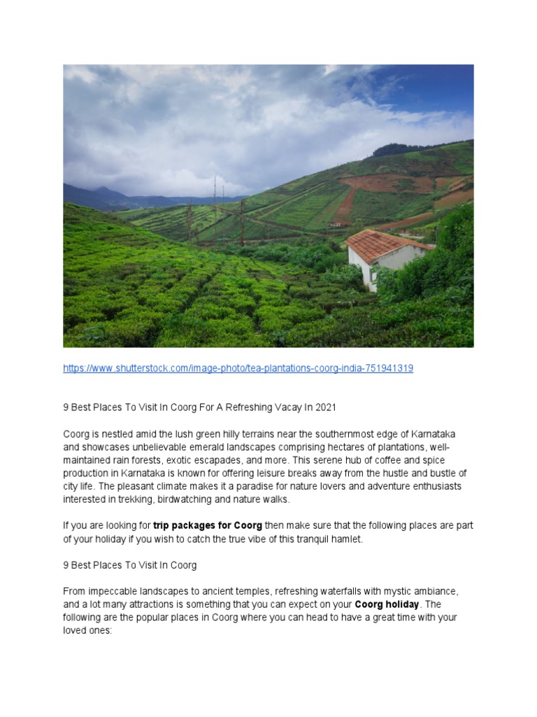 Trip Packages For Coorg Guest Post | PDF
