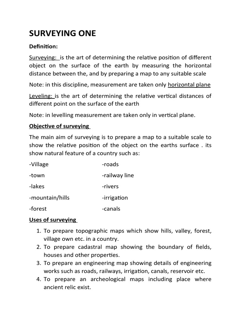 Surveying One Notes | PDF | Surveying | Contour Line