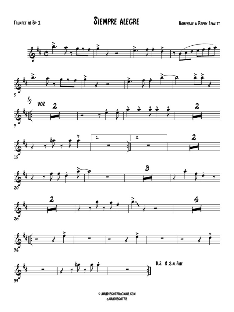 Siempre Alegre - Trumpet in BB 1 | PDF | Western Calligraphy | Languages