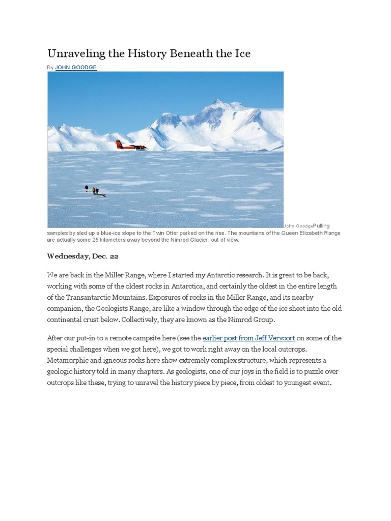 Unraveling The History Beneath The Ice: John Goodge | PDF | Glacier ...