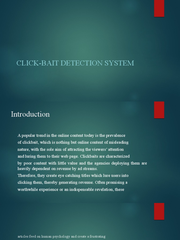 8.progress Report Presentation (Clickbait Detection System) | PDF | Computer Science | Cognition
