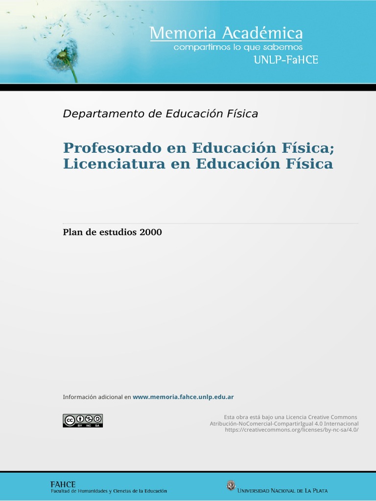 Programa de La Carrera de Educacion Fisica Unlp Fahce | PDF | Maestros ...