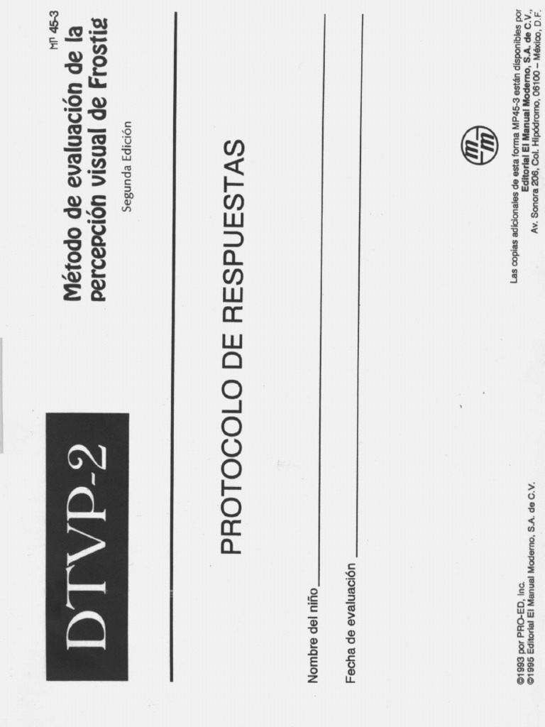 Protocolo de Respuestas DTVP-2 | PDF