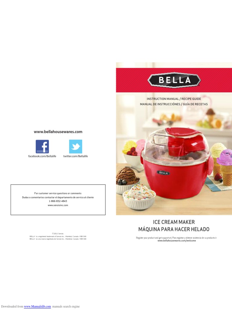 Ice Cream Maker Máquina para Hacer Helado: Instruction Manual / Recipe ...