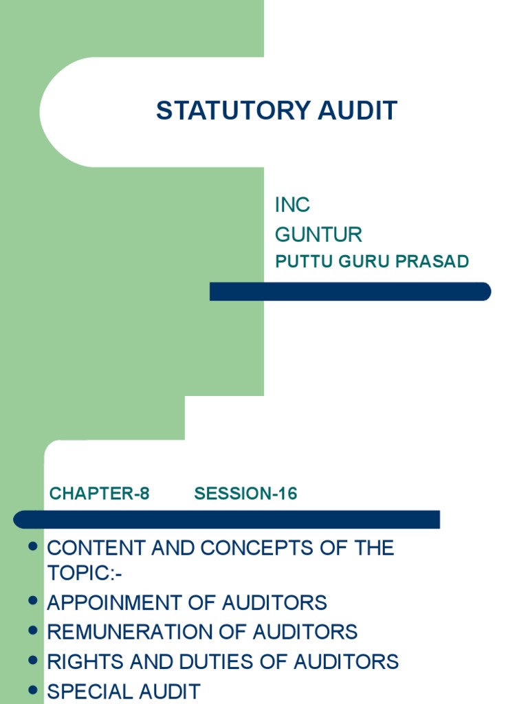 Statutory Audit: Key Concepts and Guidelines | PDF | Financial Audit ...