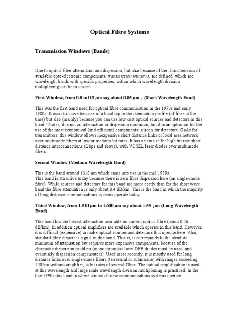 Optical Fibre Systems - Windows | PDF | Fiber Optic Communication ...