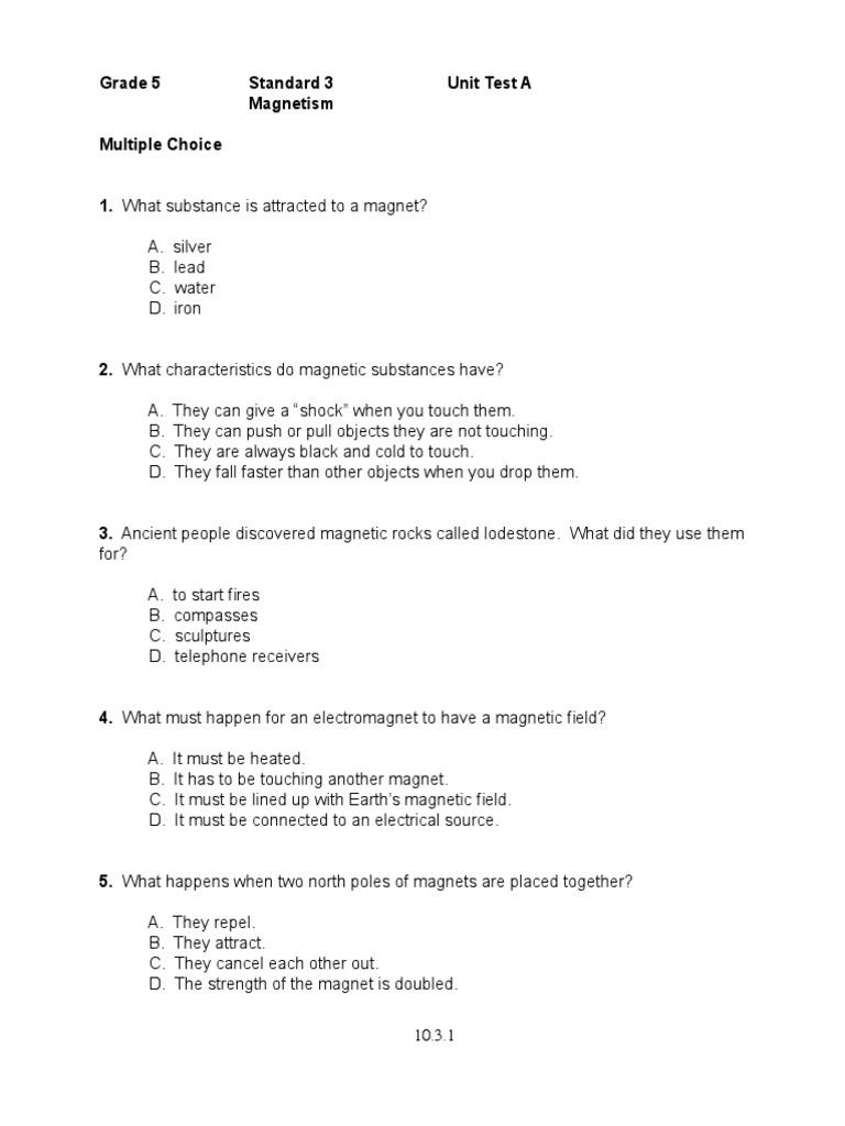 Magnet Quiz | Download Free PDF | Magnetism | Magnet