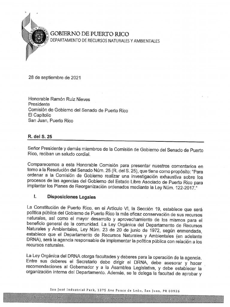 Carta Del DRNA - 28 de Septiembre de 2021 - R. Del S. 25 | PDF | Puerto ...