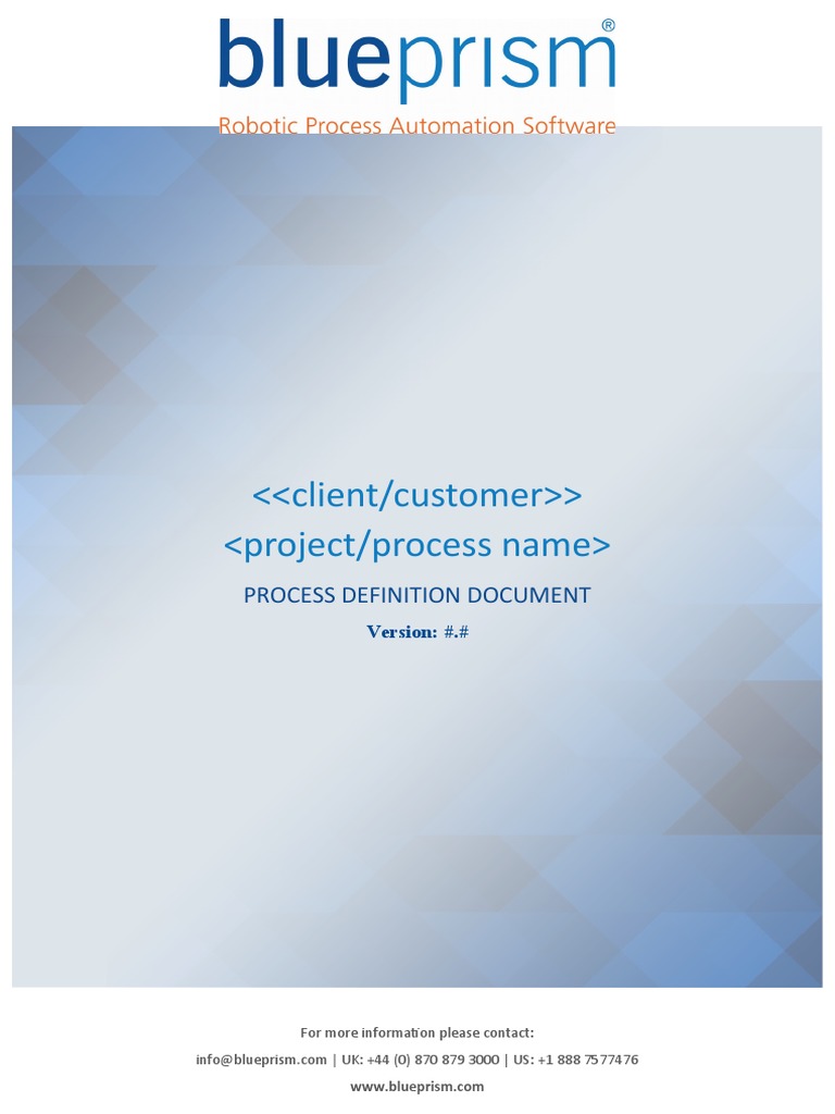 Process Definition Document (PDD) Template v1.0 | PDF | Business ...