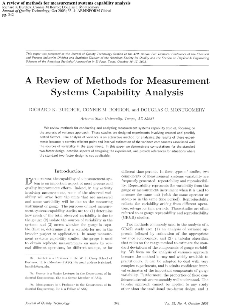 Journal of Quality Technology Oct 2003 35, 4 ABI/INFORM Global | PDF