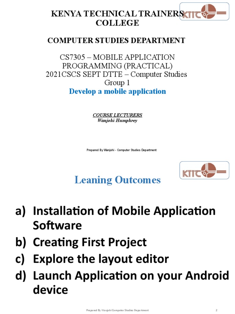 Mobile Prog DTTE PSC Lesson 1 | PDF | Android (Operating System) | Application Software