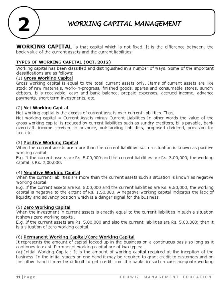 Working Capital Management | PDF | Working Capital | Finance & Money ...