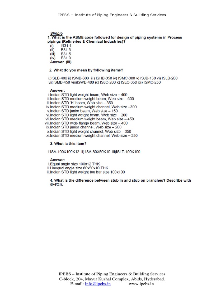 Piping Interview Questions | PDF