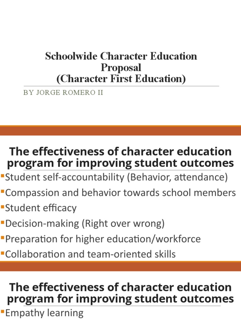 Schoolwide Character Education Proposal | PDF | Behavior | Program ...