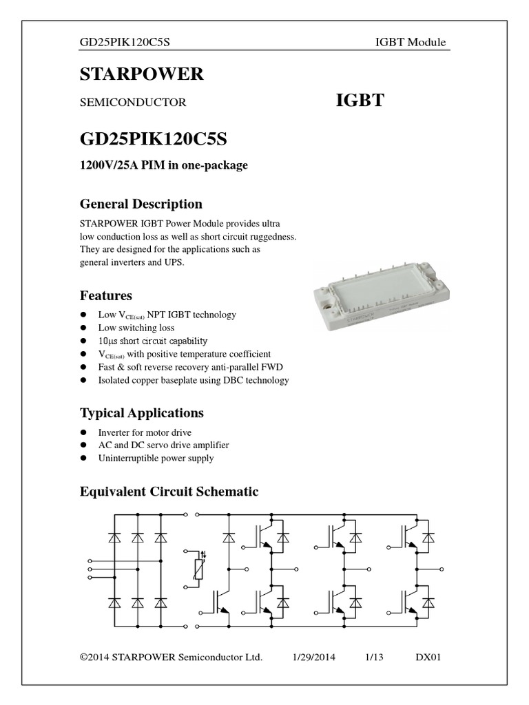 Starpower Igbt GD25PIK120C5S: General Description | PDF | Power ...