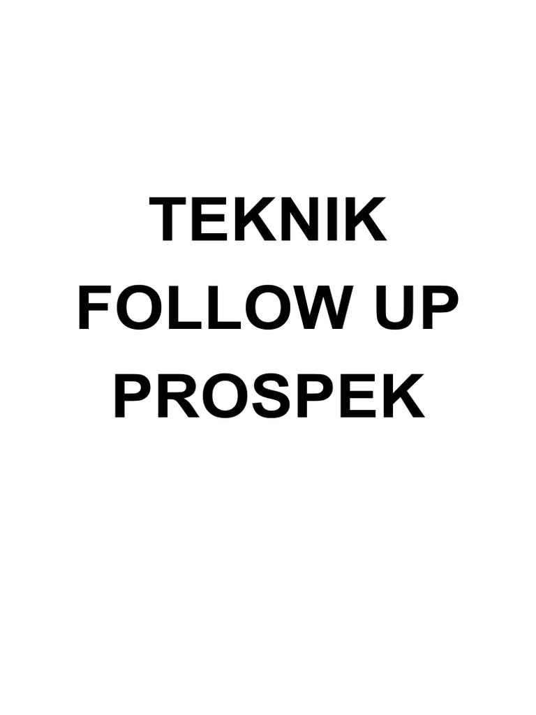 Teknik Follow Up Prospek | PDF