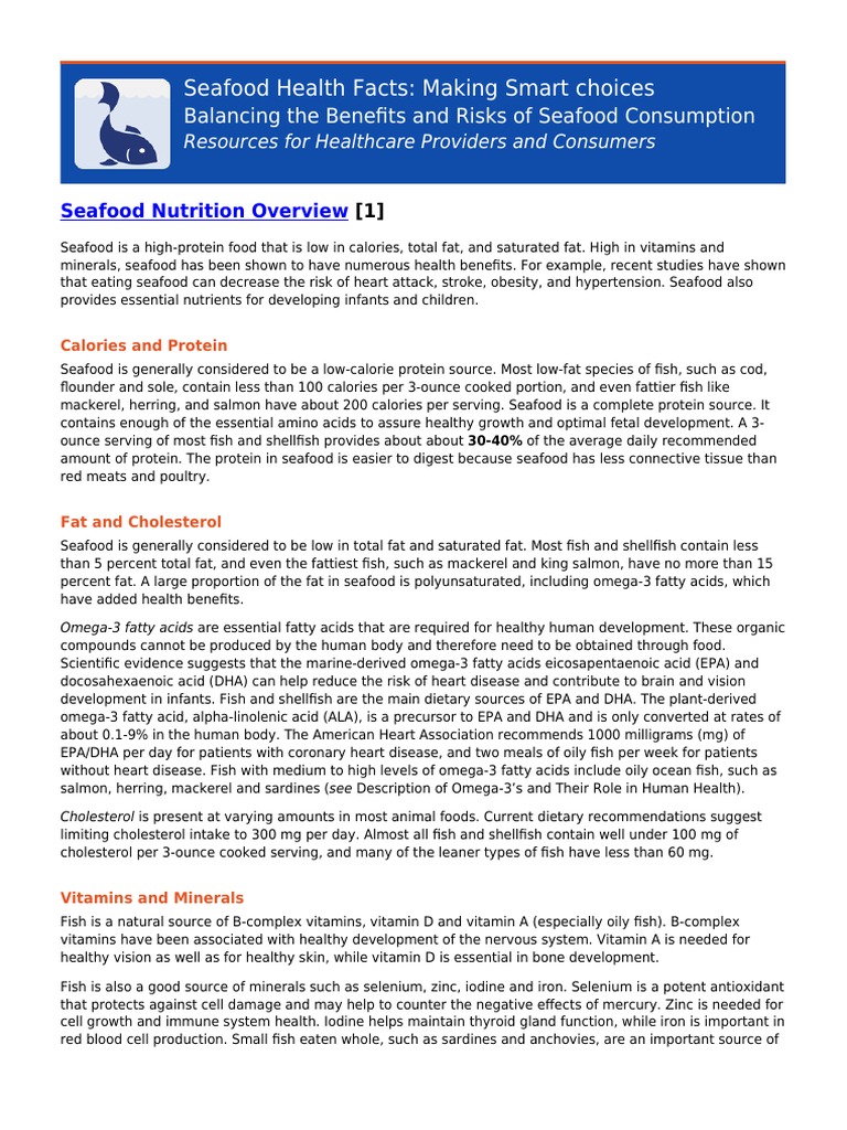 Seafood Health Facts - Seafood Nutrition Overview - 2019-06-26 | PDF ...