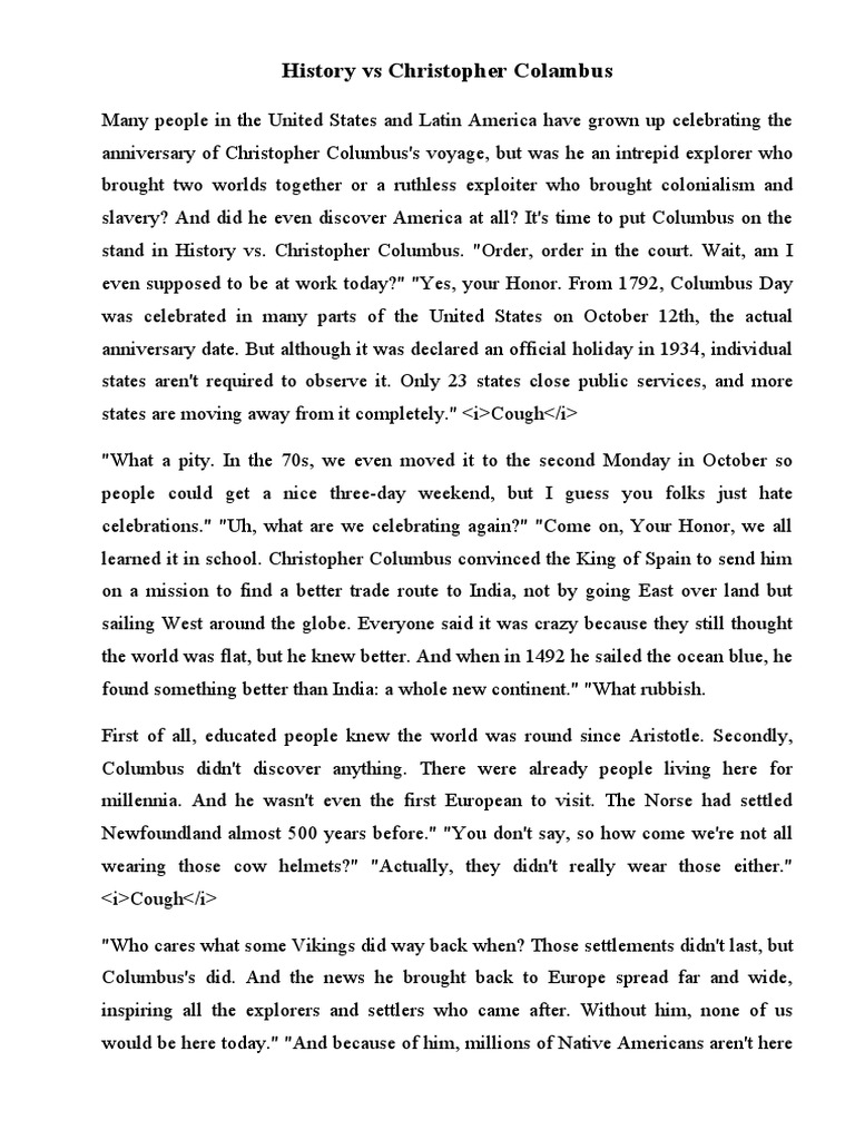 History Vs Christopher Colambus | PDF | Christopher Columbus | Native ...
