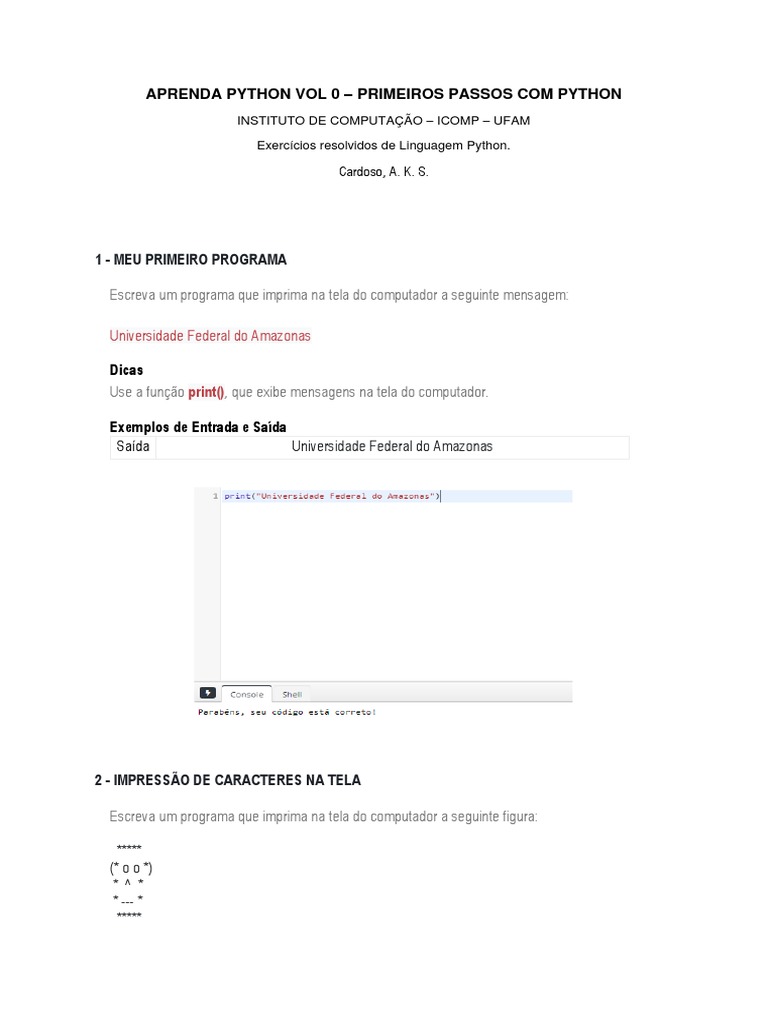 Primeiros Passos em Python | PDF | Exponenciação | Python (linguagem de ...