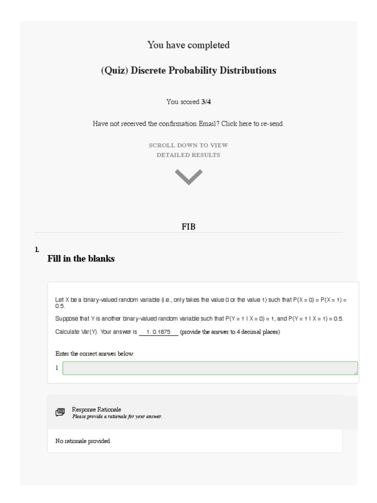 Quiz 3 - Discrete Probability Distribution | PDF | Probability ...