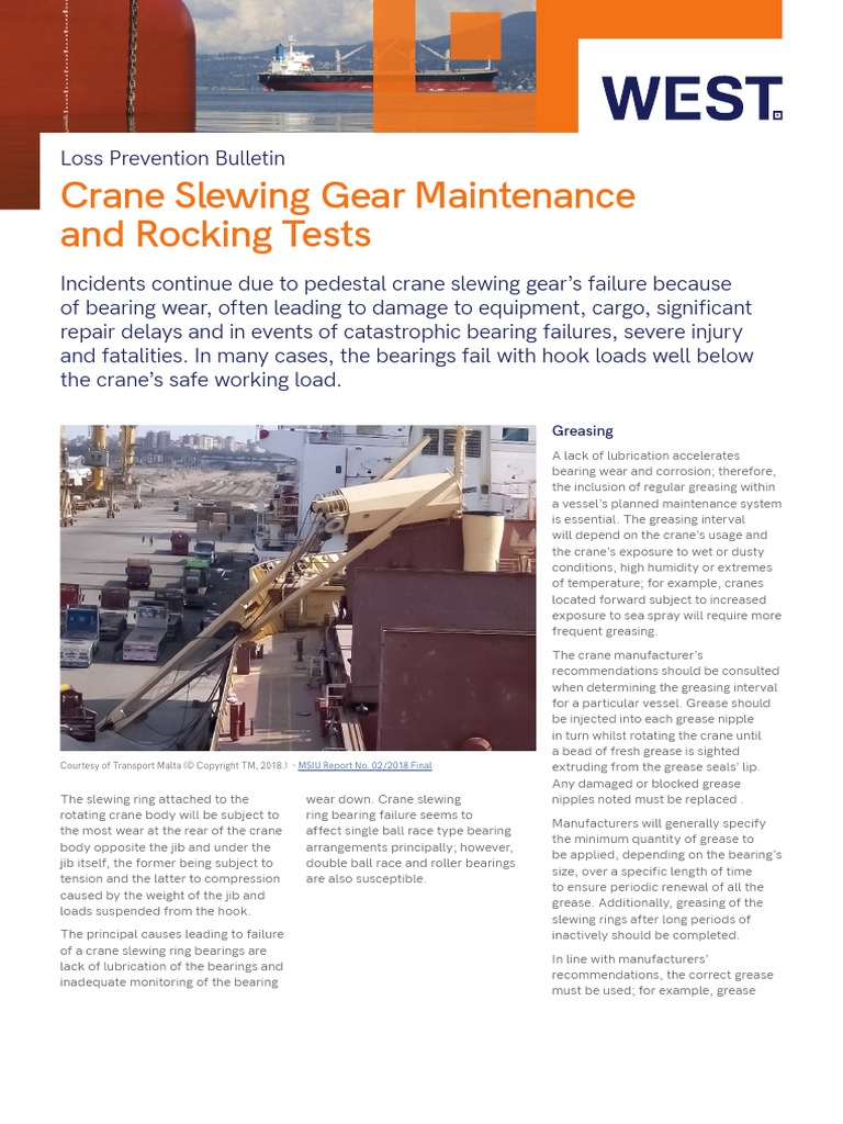 Crane Slewing Gear Maintenance and Rocking Tests: Greasing | PDF ...