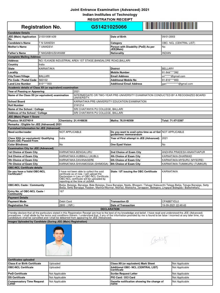 RegistrationReceipt 210310081439 | PDF