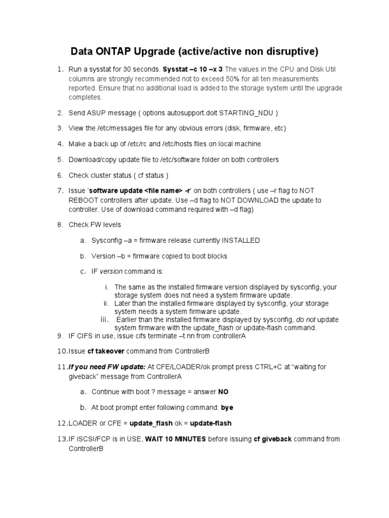 Non-Disruptive Data ONTAP Upgrade Guide | PDF | Booting | Office Equipment