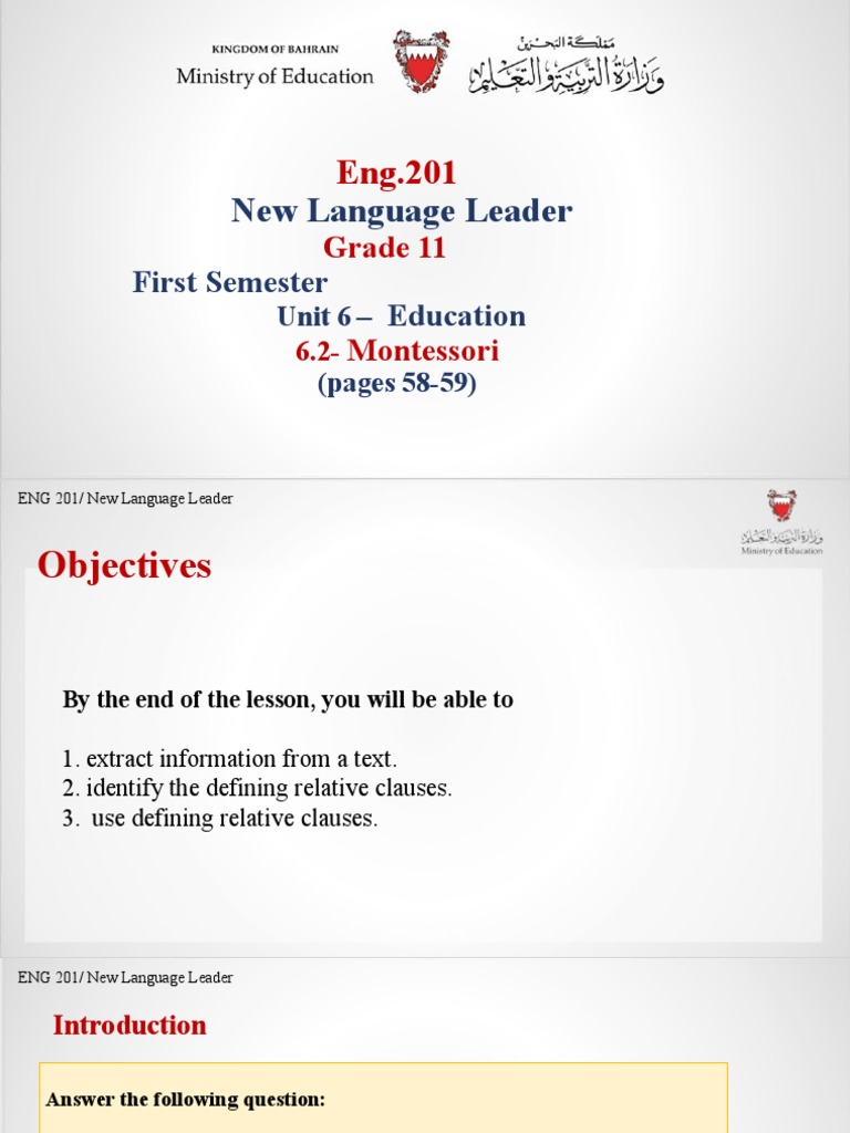 New Language Leader: First Semester Education | PDF | Montessori ...