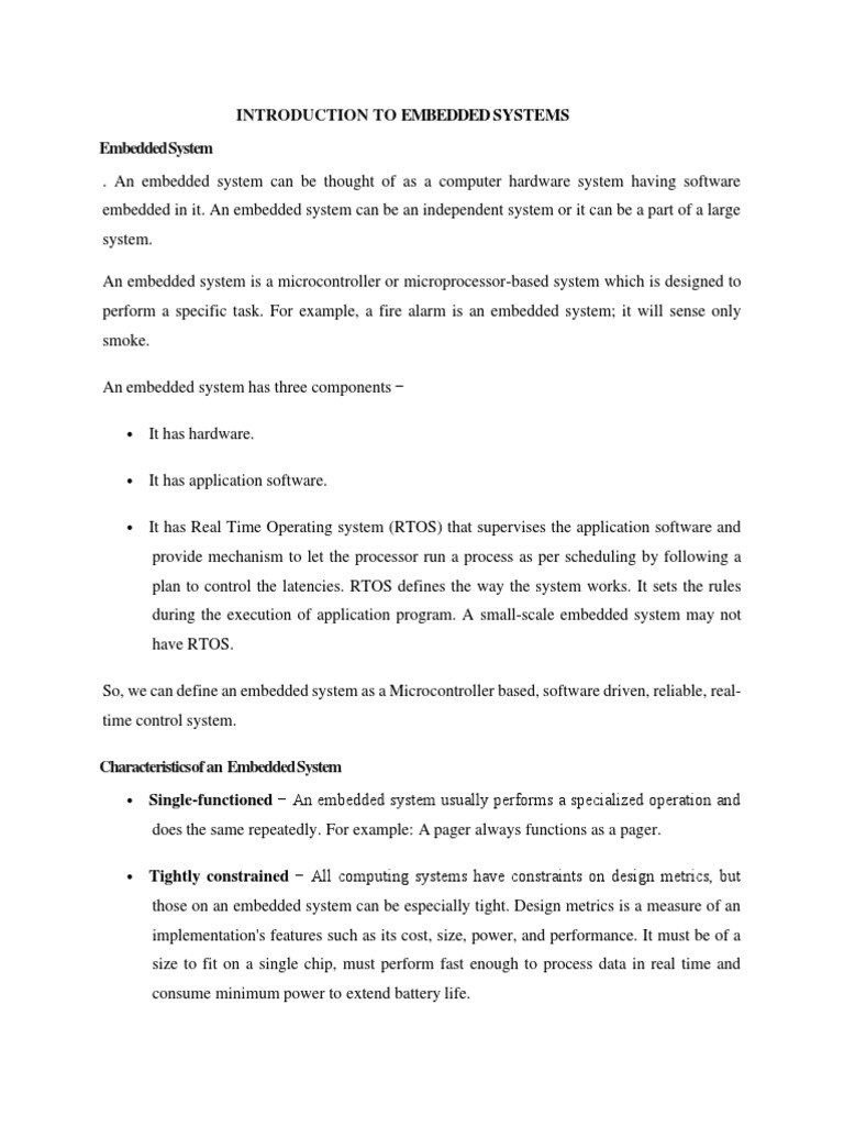 Introduction To Embedded Systems | PDF | Embedded System | Central Processing Unit