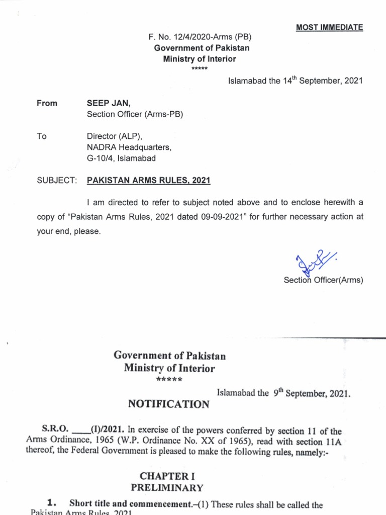 Arms License New Policy - 16-09-2021 | PDF