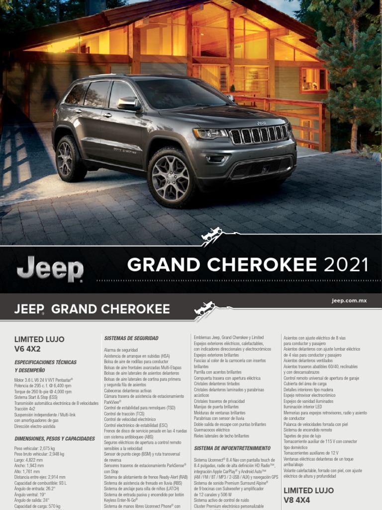 Jeep Grand Cherokee 2021 Ficha Tecnica v02 | Descargar gratis PDF | Tracción en las cuatro ...