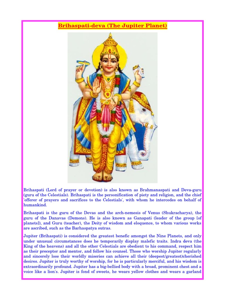 Brihaspati Deva The Jupiter Planet | PDF | Planets In Astrology | Hindu ...