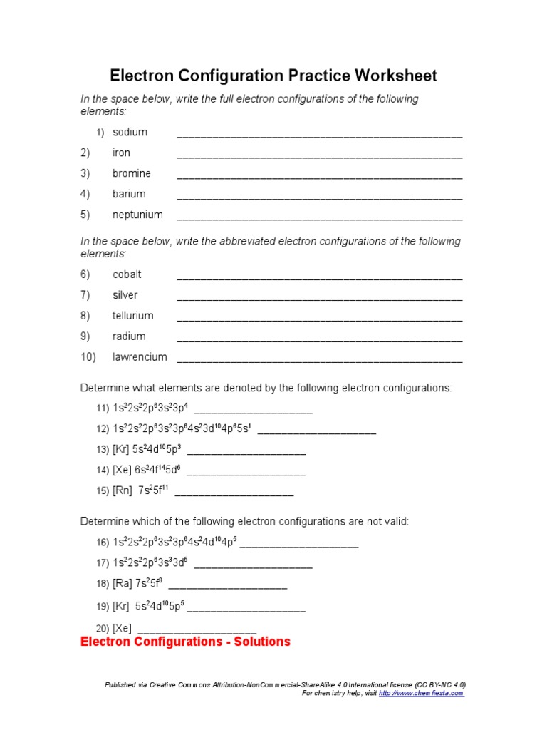 Mastering Electron Configurations: A Document Focused on Writing Full and Abbreviated Forms of ...