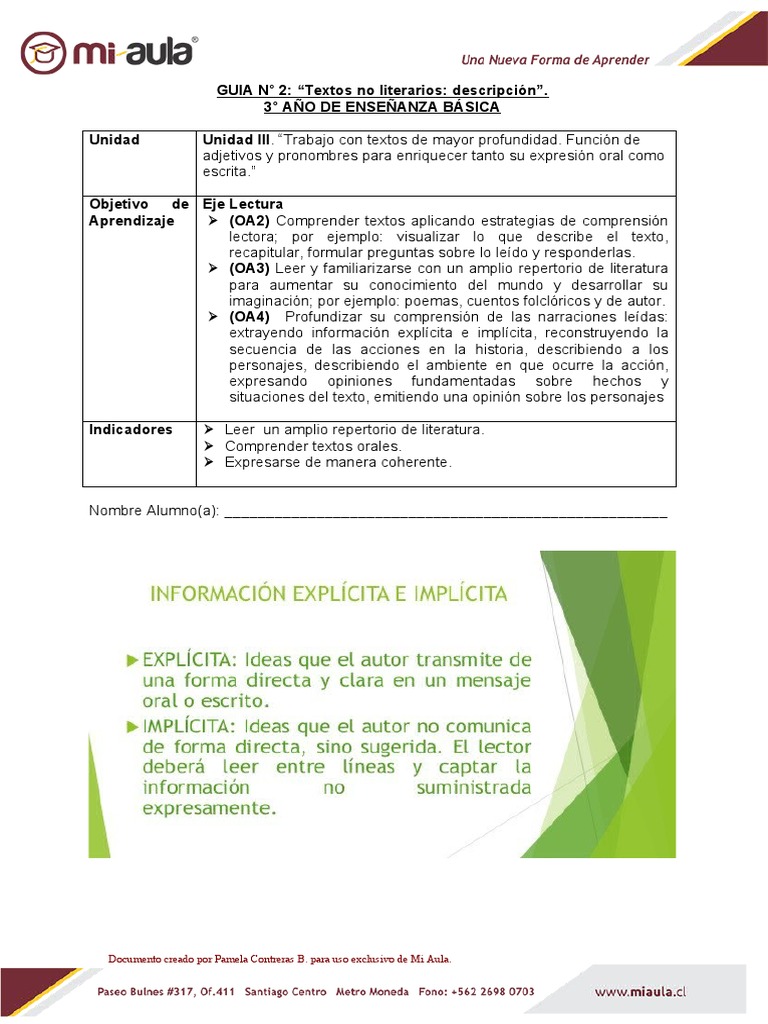 Guia 2 Comprension Textos No Literarios Descripcion 99593 20210914 ...