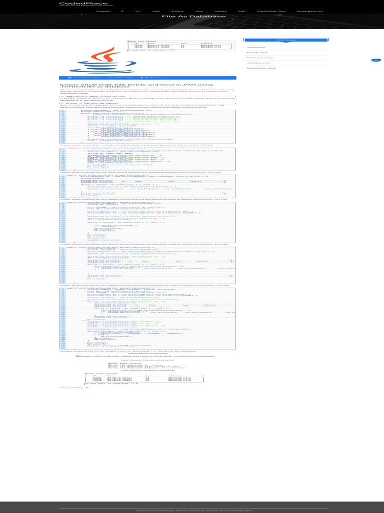 Simple Crud Add Edit Delete And View In Java Using Txt Text File As Database Codedplace