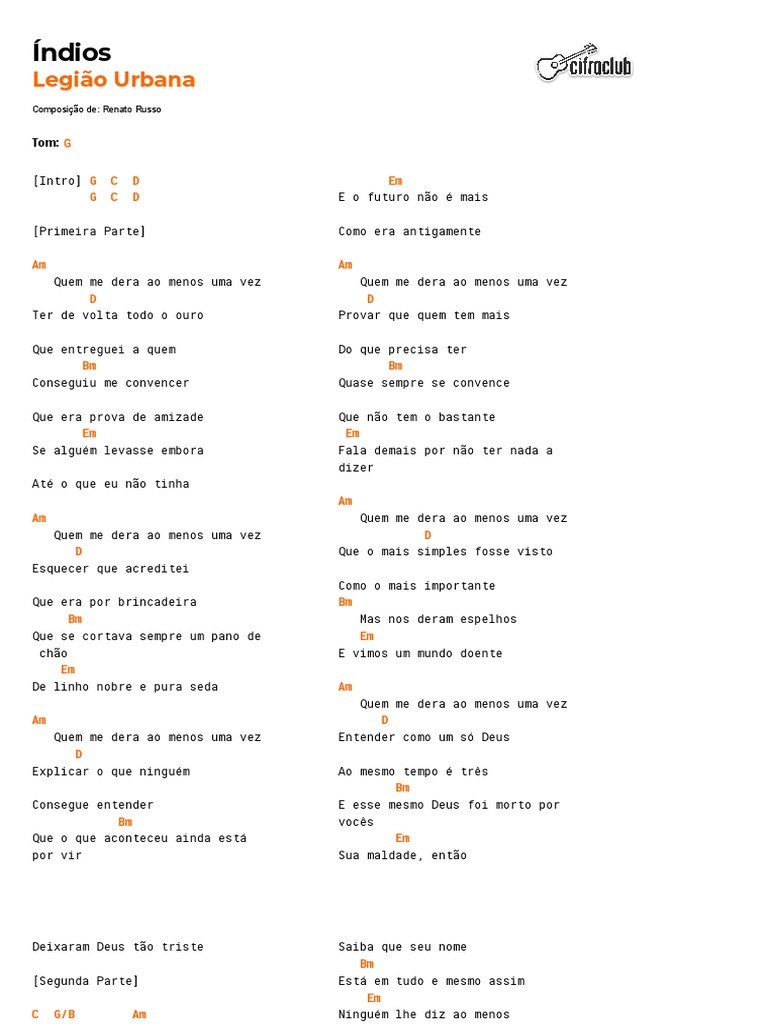 Cifra Club - Legião Urbana - Índios | PDF