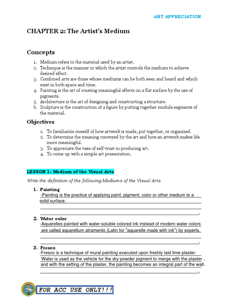 CHAPTER 2 ART APPRECIATION-final | PDF | Paintings | Singing